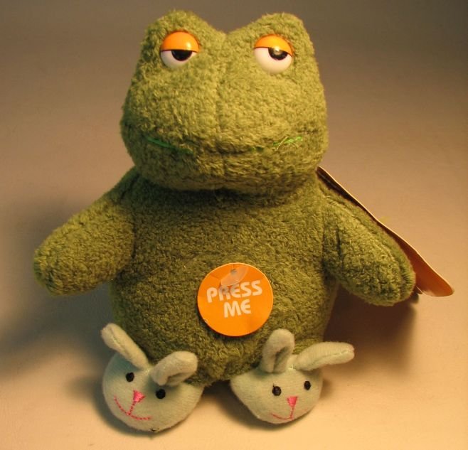 Easter Plush 5 inch green Frog with Slippers