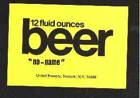 BEER "No-Name" Beer Label 12oz.