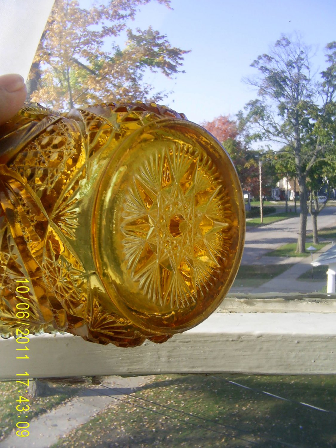 Vintage Amber Glass Yutec Pattern Open Sugar Bowl by Kemple Glass