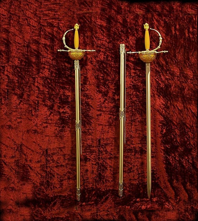 Tavern Rapier Sword 33" Three Musketeer Replica Silver Scabbard