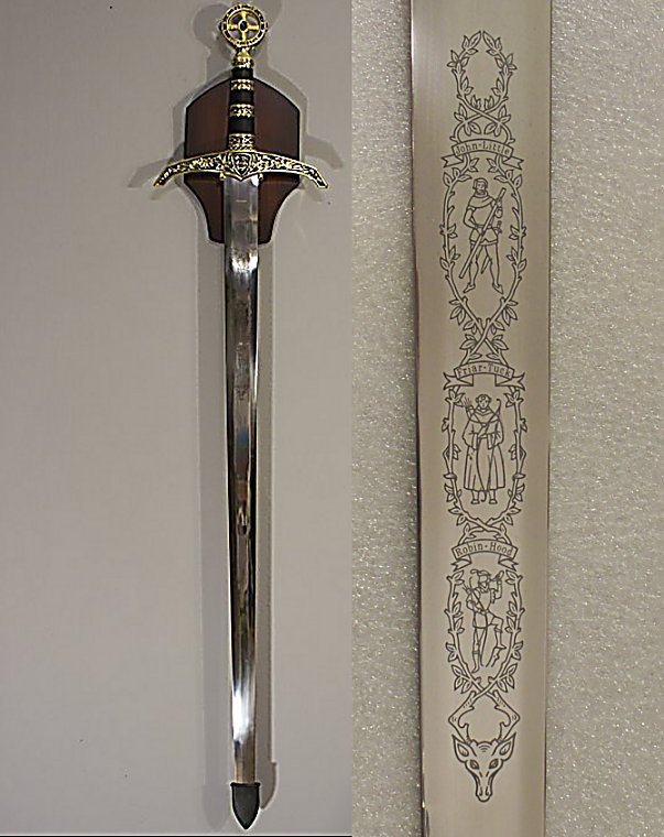 Medieval 46"Deluxe BroadSword Wt. Wall Plaque