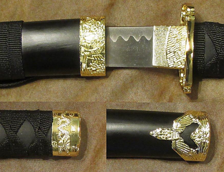 4pc Daisho Black Dragon Samurai Sword Set