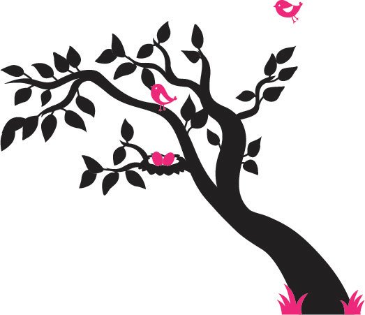 Kids leaning tree vinyl wall decal with bird nest great for any nursery ...