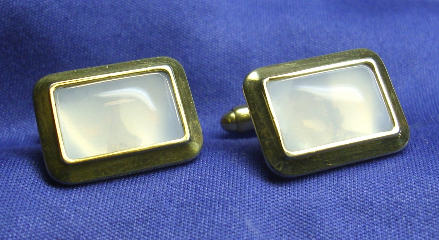 Vintage Swank, Cufflinks and Tie clip, goldtone, cloudy white stones ...