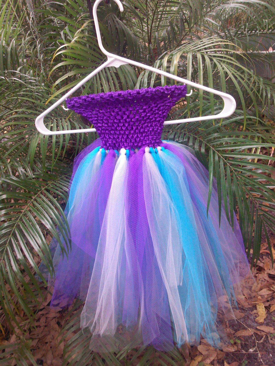 *CUSTOM MADE PURPLE/TURQUOISE/IVORY/SILVER TUTU DRESS