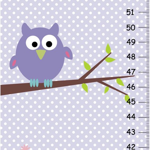 Personalized Canvas Purpel Owl Height Chart-Nursery wall hanging