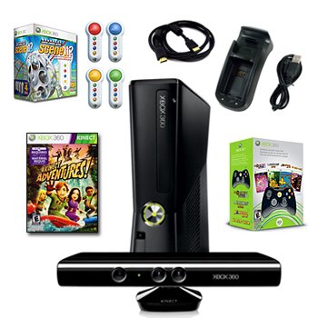 MICROSOFT XBOX 360 Slim 4GB Kinect with Games Extra Controller, and ...