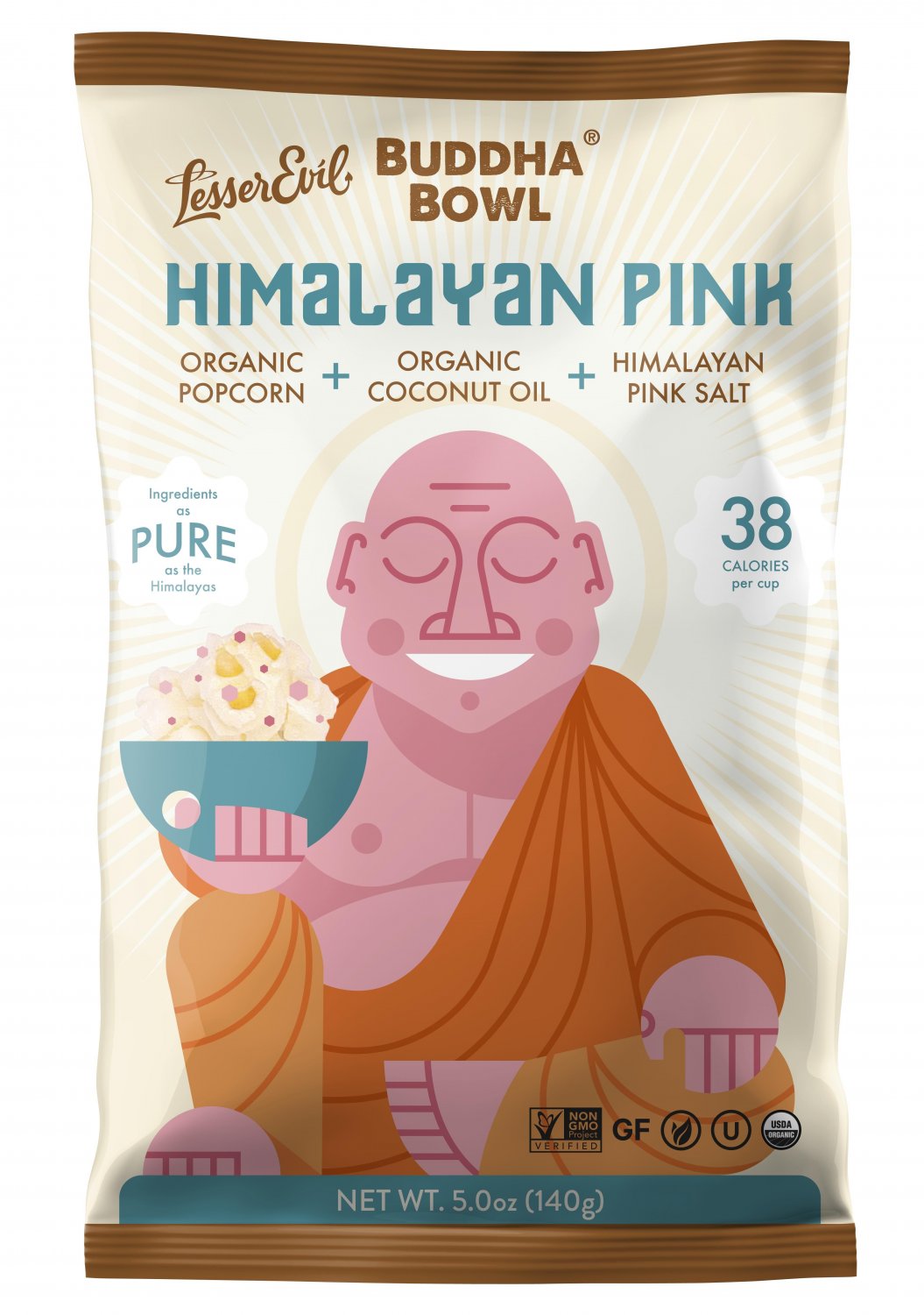 Lesser Evil, Buddha Bowl, Organic Popcorn, 7-Ounce Bag (Himalayan Pink ...