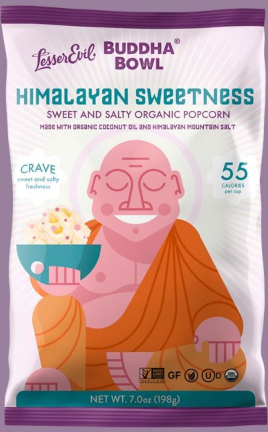 Lesser Evil, Buddha Bowl, Organic Popcorn, 7-Ounce Bag (Himalayan ...