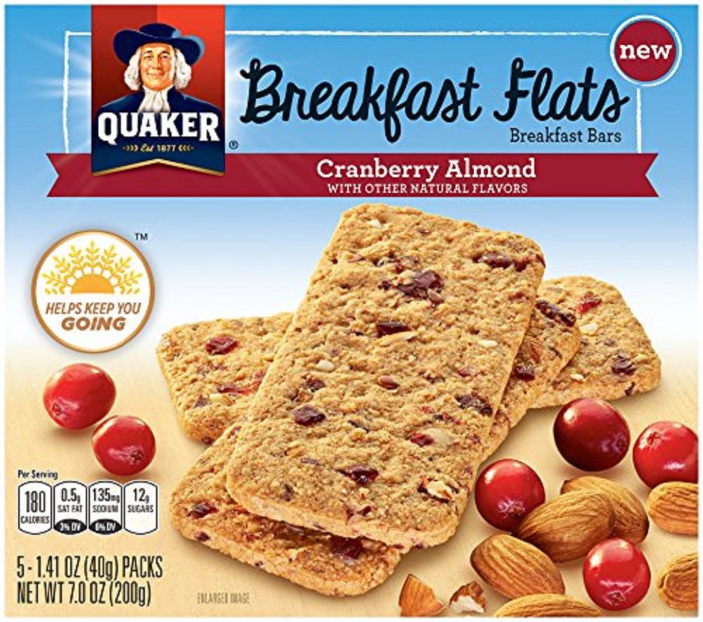 Quaker, Breakfast Flats, 5 Count (1.41oz Each), 7oz Box (Cranberry Almond)