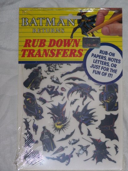 BATMAN RETURNS Rub Down Colorforms Transfers MINT