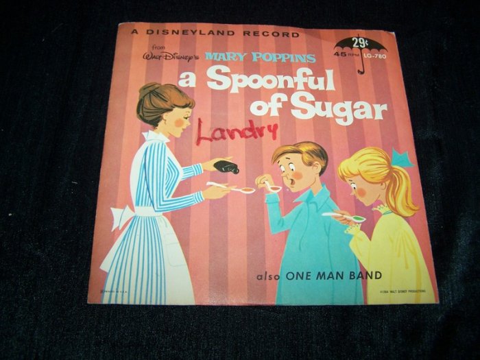 Vintage Disney MARY POPPINS Spoonful of Sugar Record 45