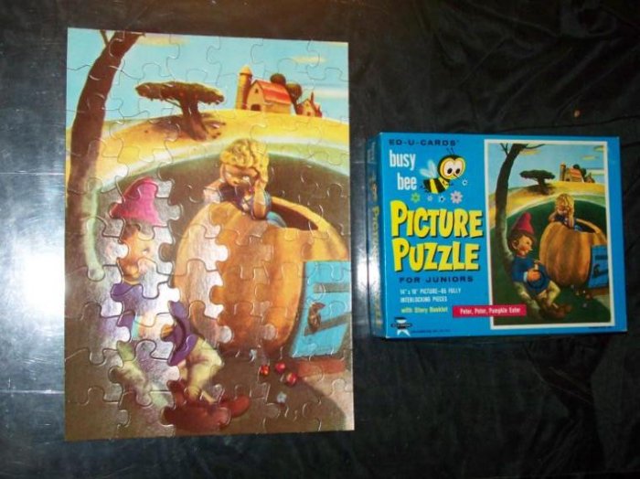 Vintage PETER PUMPKIN EATER Busy Bee Ed-u-Card Puzzle