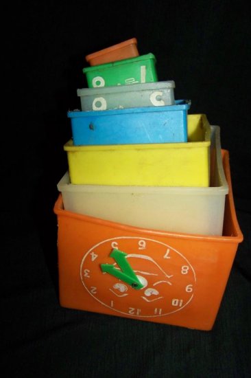 Vintage 1950s Plastic Toy Nursery Rhyme Nesting Blocks