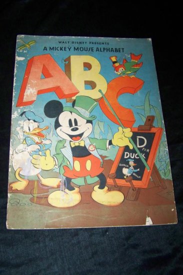 Vintage 1938 MICKEY MOUSE Walt Disney Alphabet/ABC Whitman Book 1930s