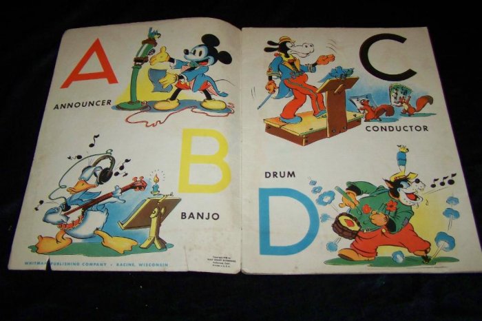 Vintage 1938 MICKEY MOUSE Walt Disney Alphabet/ABC Whitman Book 1930s