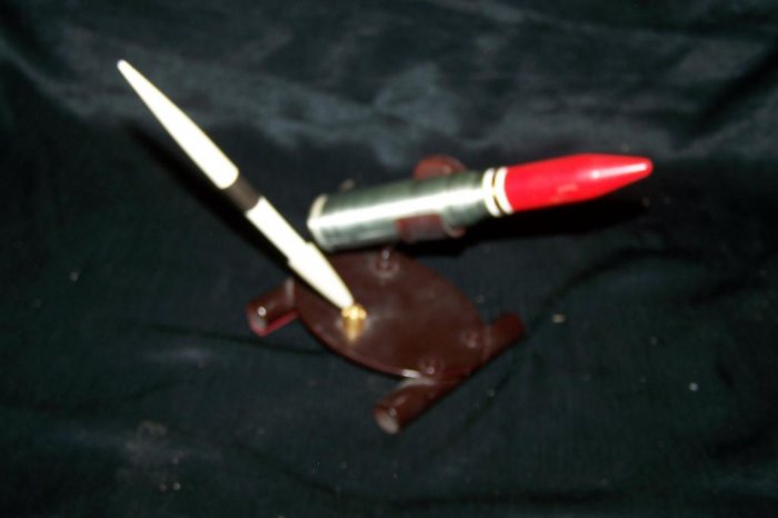 Vintage 1950s Military Army Big BULLET PEN HOLDER Stand