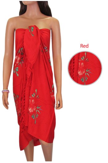 Hawaiian Hibiscus Sarong - Red
