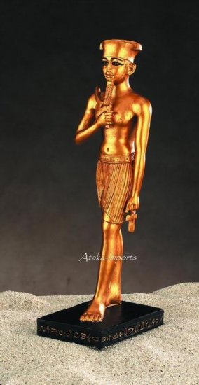 EGYPTIAN -AMON-RE GOLDEN STATUE- SUN GOD (5009)
