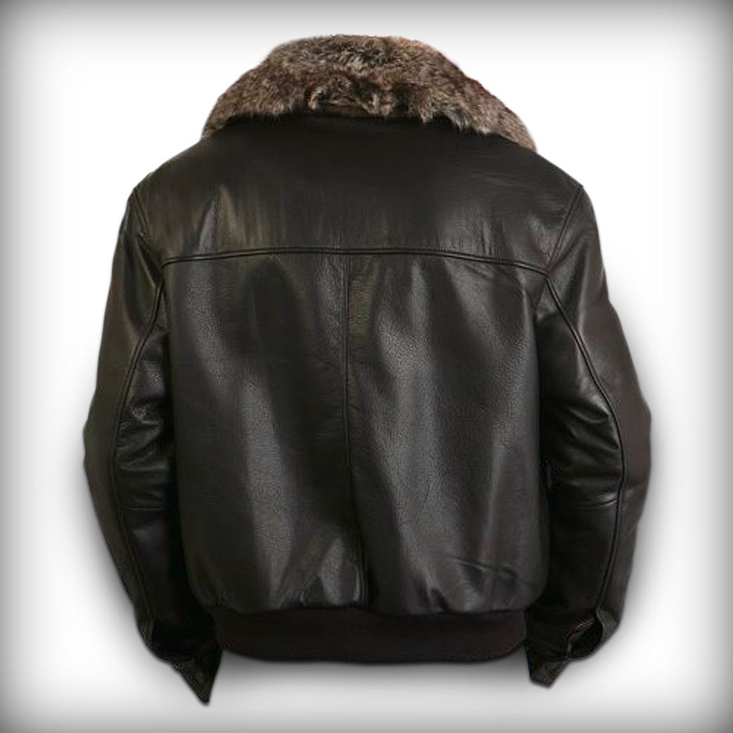 Men's brown leather pilot jacket fur collar Free Shipping to Australia ...