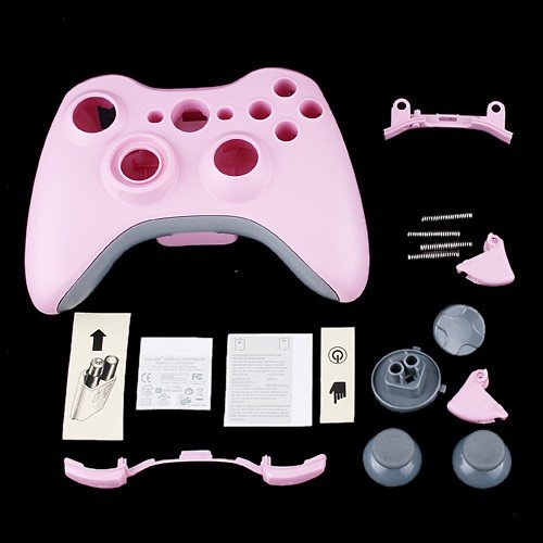 Pink Wireless Controller Full Shell Faceplate Case for XBOX 360