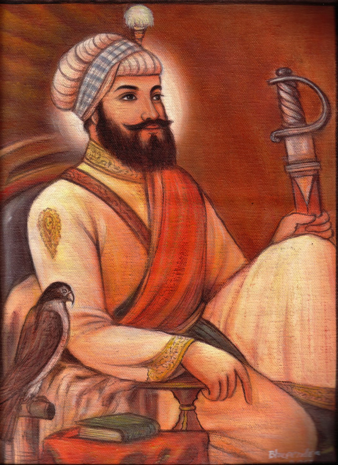 Guru Gobind Singh Ji Sikh Art Rare Handmade Punjabi Religion Watercolor ...