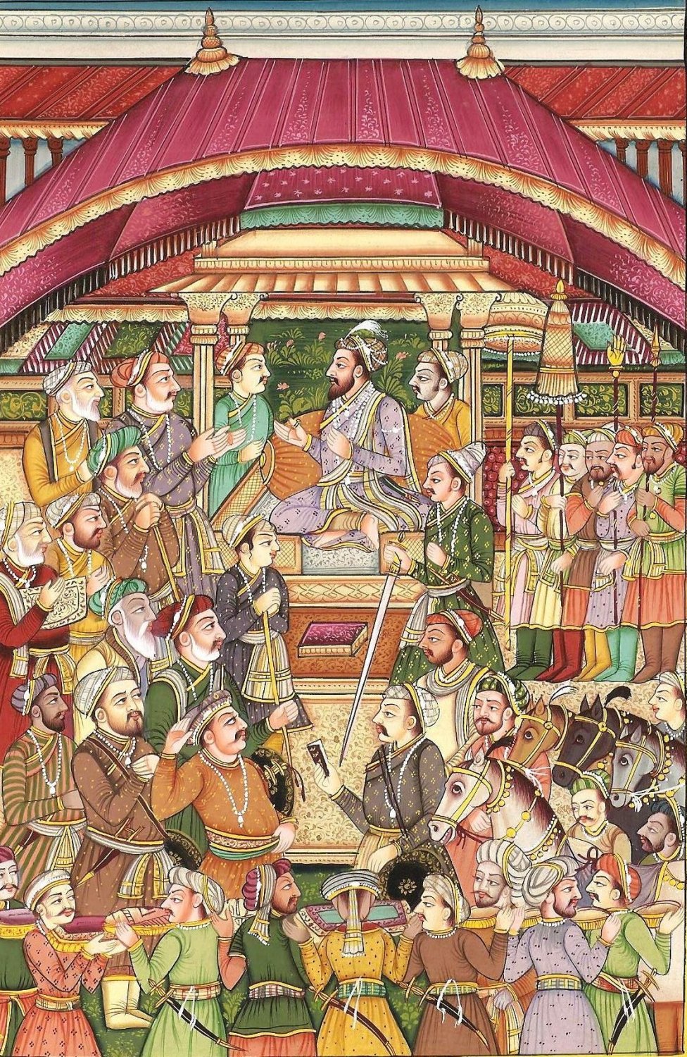 Mughal Empire Miniature Art Handmade Moghul Shah Jahan Padshahnama Painting