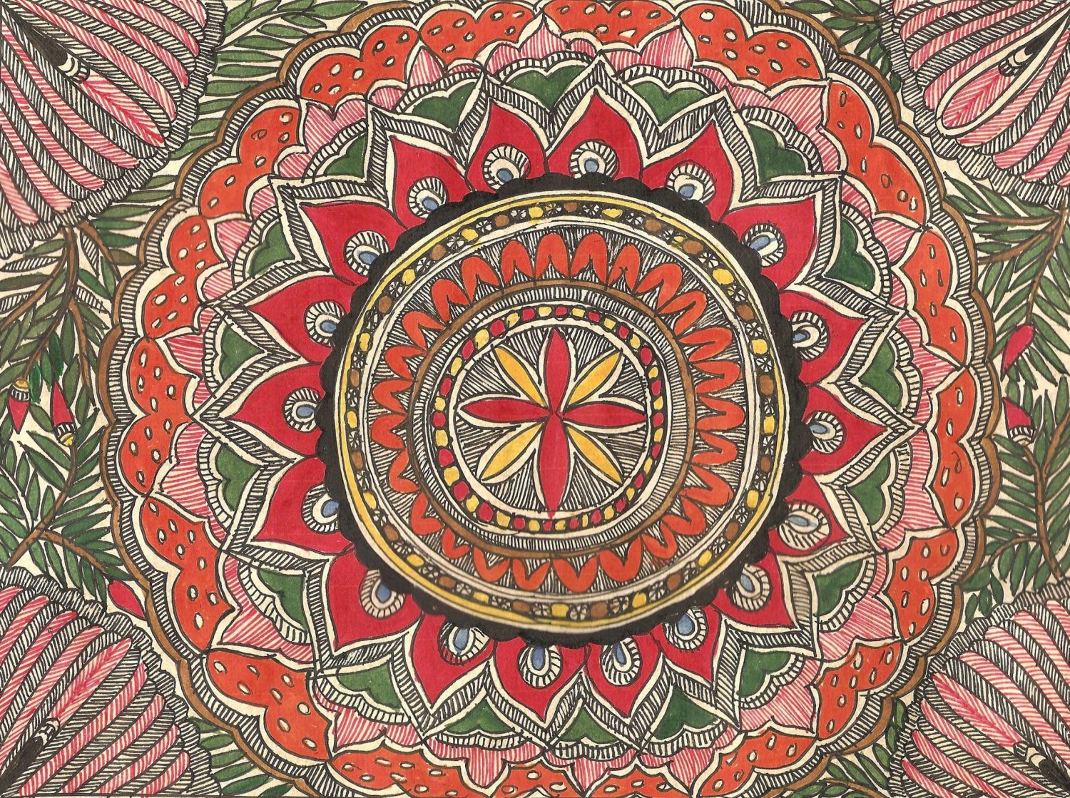 Madhubani Rangoli Art Handmade Indian Tribal Mithila Bihar Folk Painting