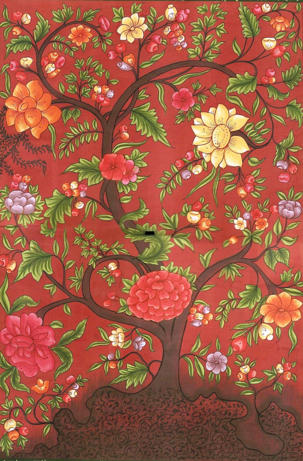 Mughal Miniature Floral Painting Handmade Moghul Indian Muslim Ethnic ...