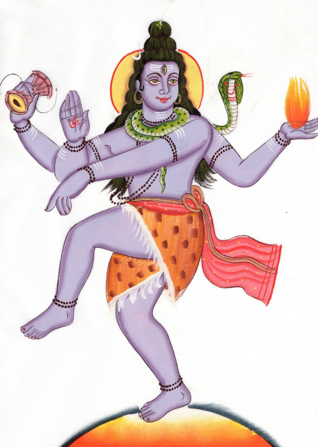 Mahadev Shiva Painting Handmade India Hindu Deity Silk Watercolor ...