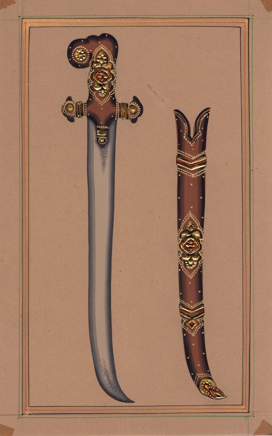 Indo Islamic Arms Painting Handmade Decorated Saber Schimitar Mughal ...