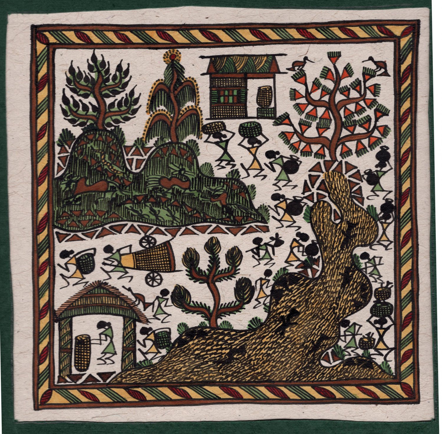 Indian Varli Art Handmade Maharashtra Tribal Miniature Decor Warli Folk ...