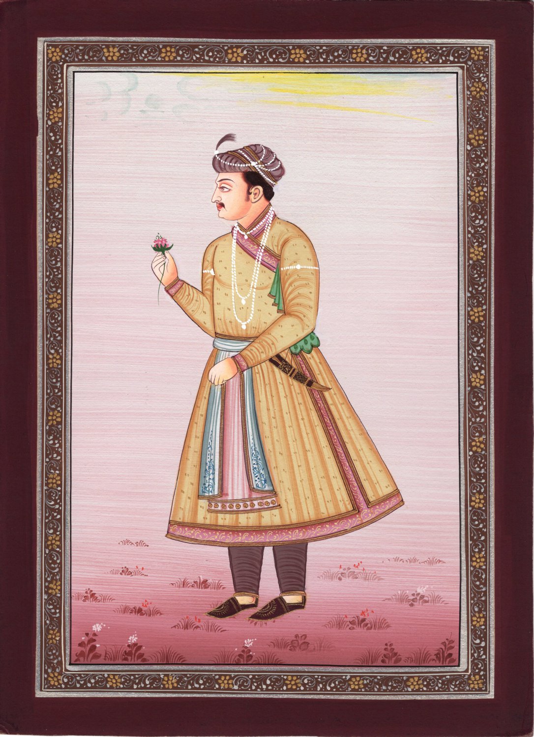 Mughal Emperor Jahangir Painting Handmade Moghul Dynasty Miniature ...