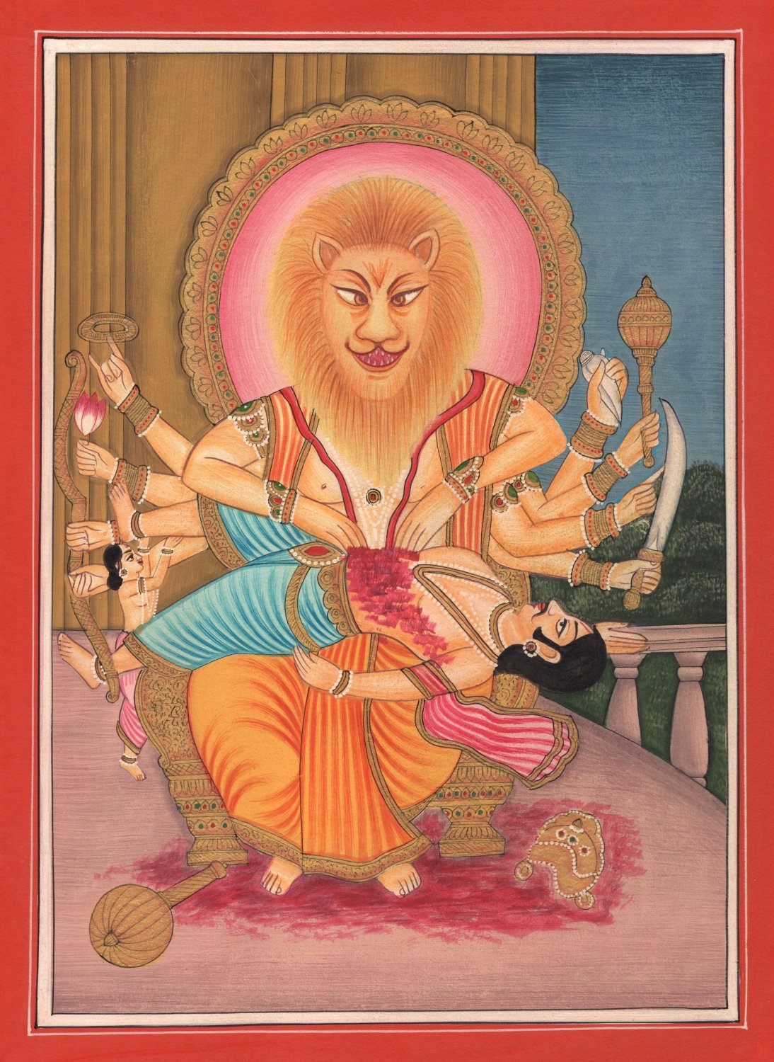 Lord Narasimha Handmade Hindu Deity Painting Indian Religion Spiritual ...