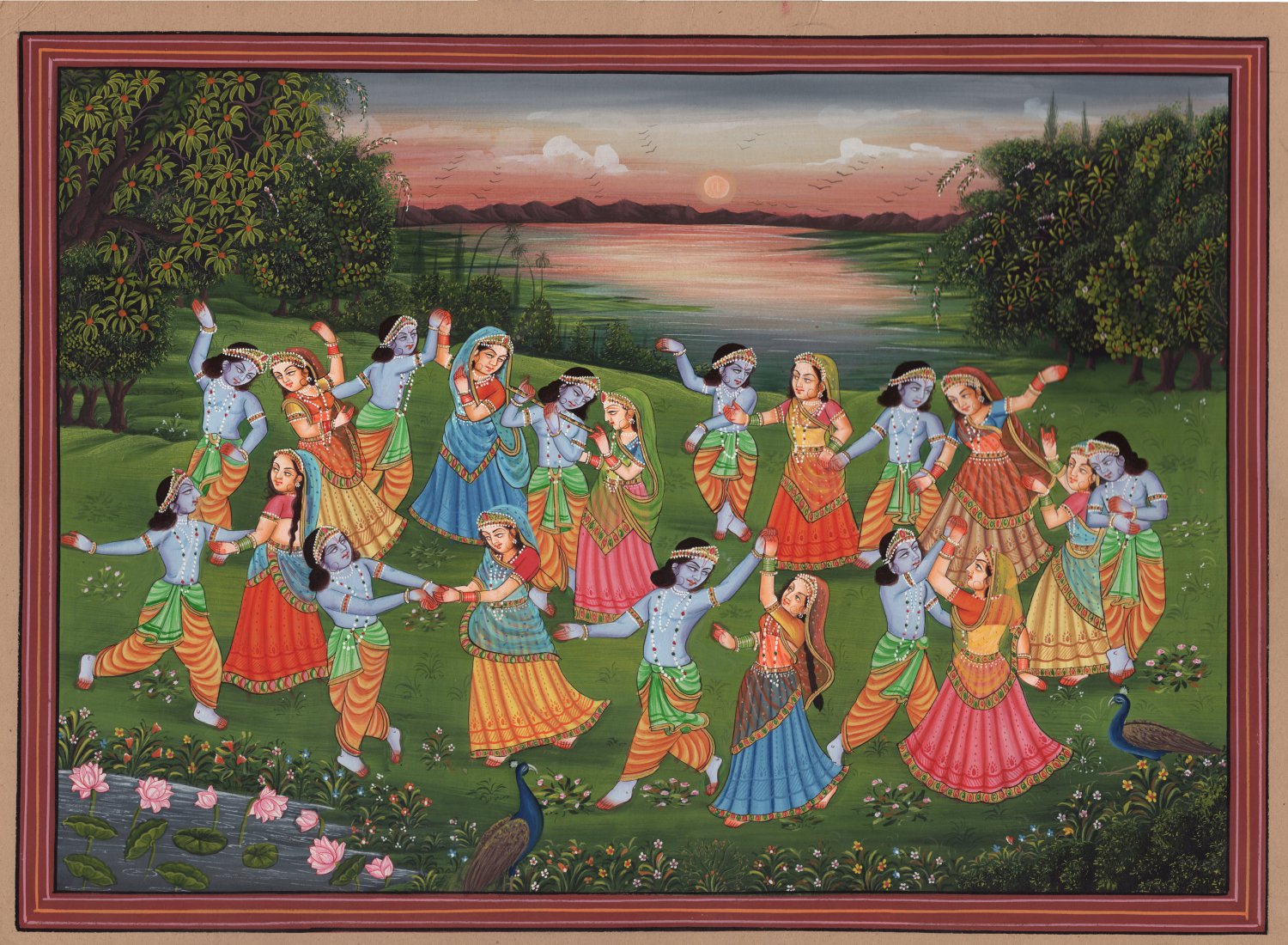 Maha Ras Krishna Radha Art Handmade Indian Miniature Religious Folk ...