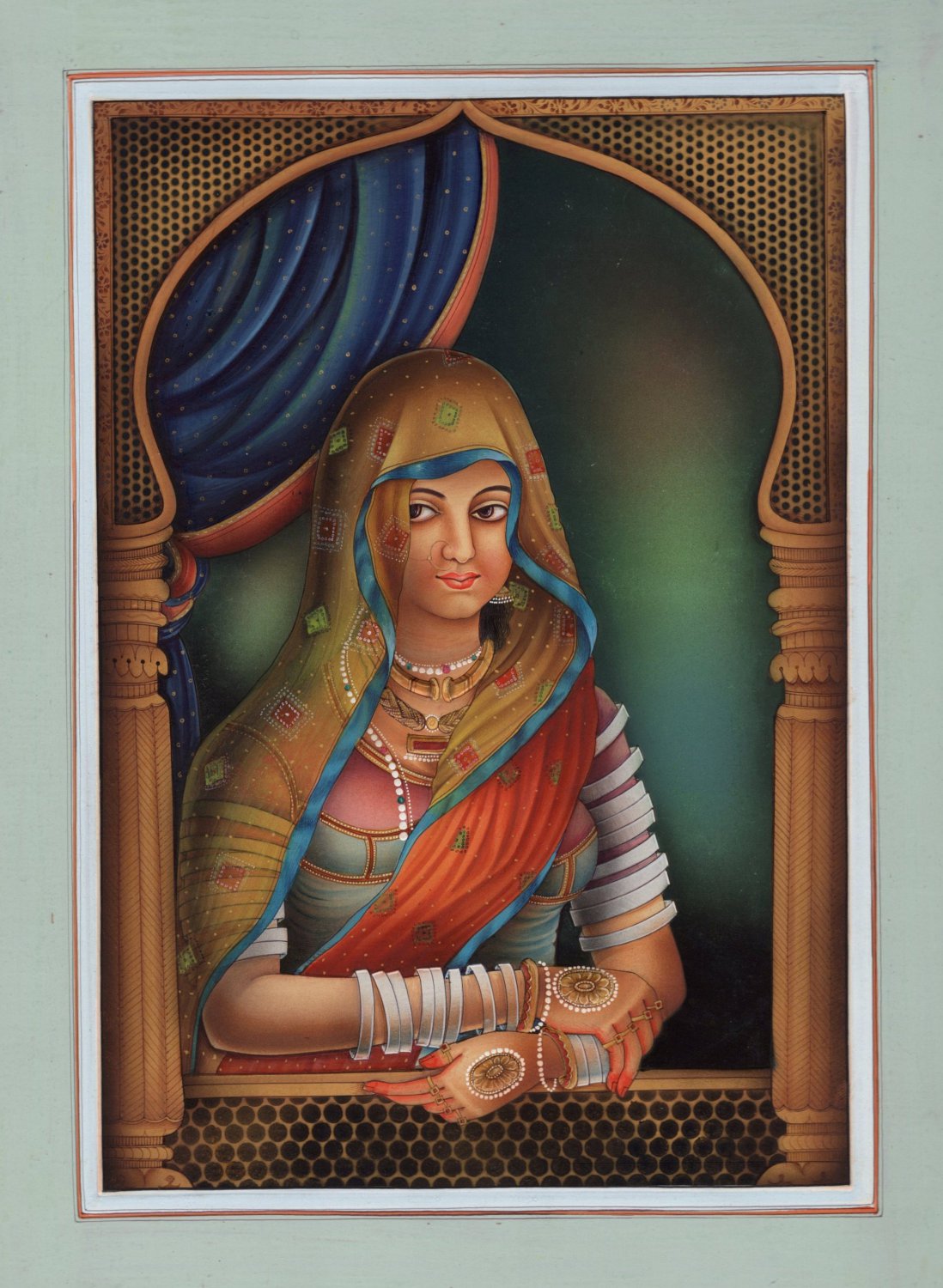 Rajasthani Indian Queen Painting Handmade Indian Miniature Ethnic ...