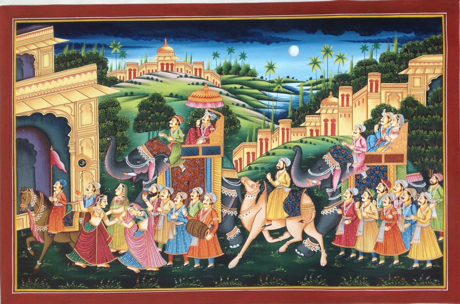 Rajasthan Maharaja Procession Painting Handmade Indian Royal Ethnic ...