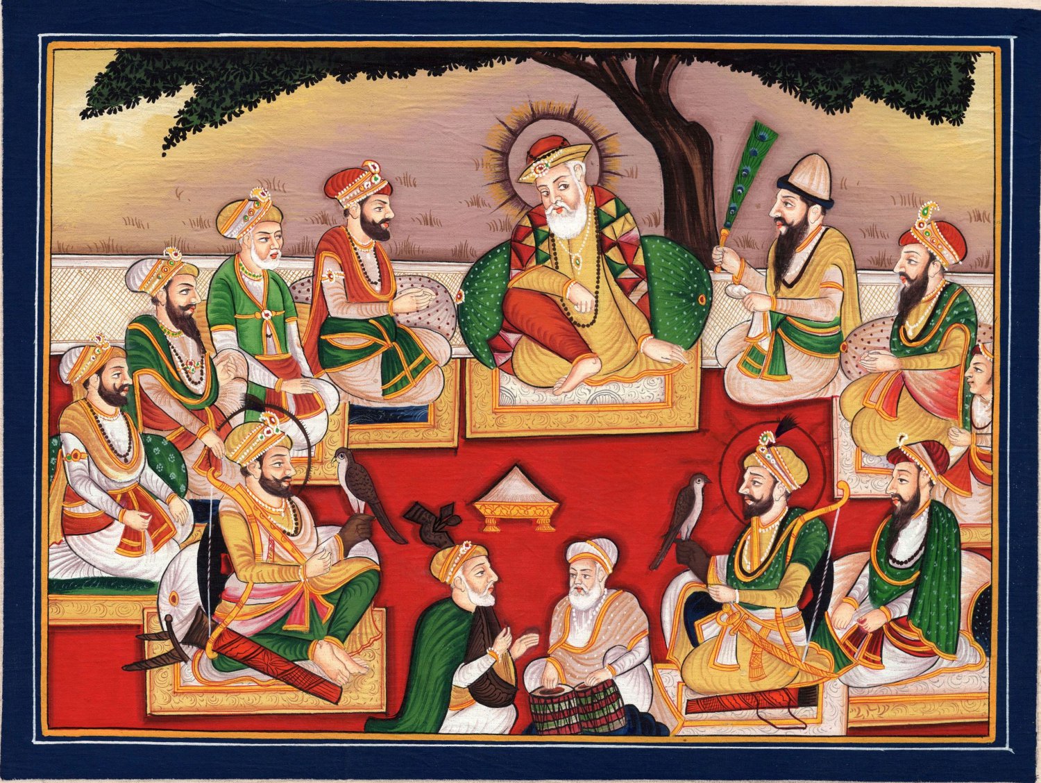 Sikh Guru Nanak Art 19th C. Replica Rare Watercolor Sikhism Ten Gurus ...