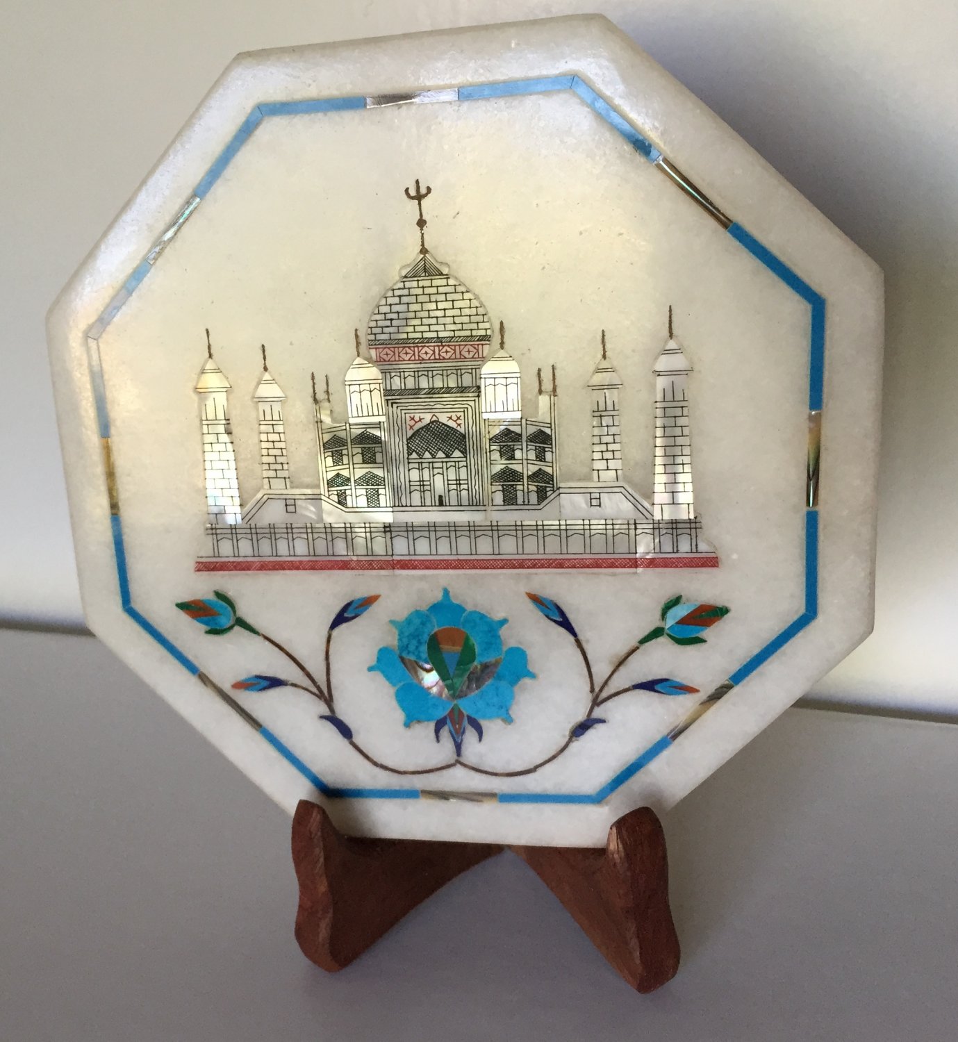 Parchin Kari Marble Inlay Art Handmade Indian 5″ Floral Taj Mahal Home ...