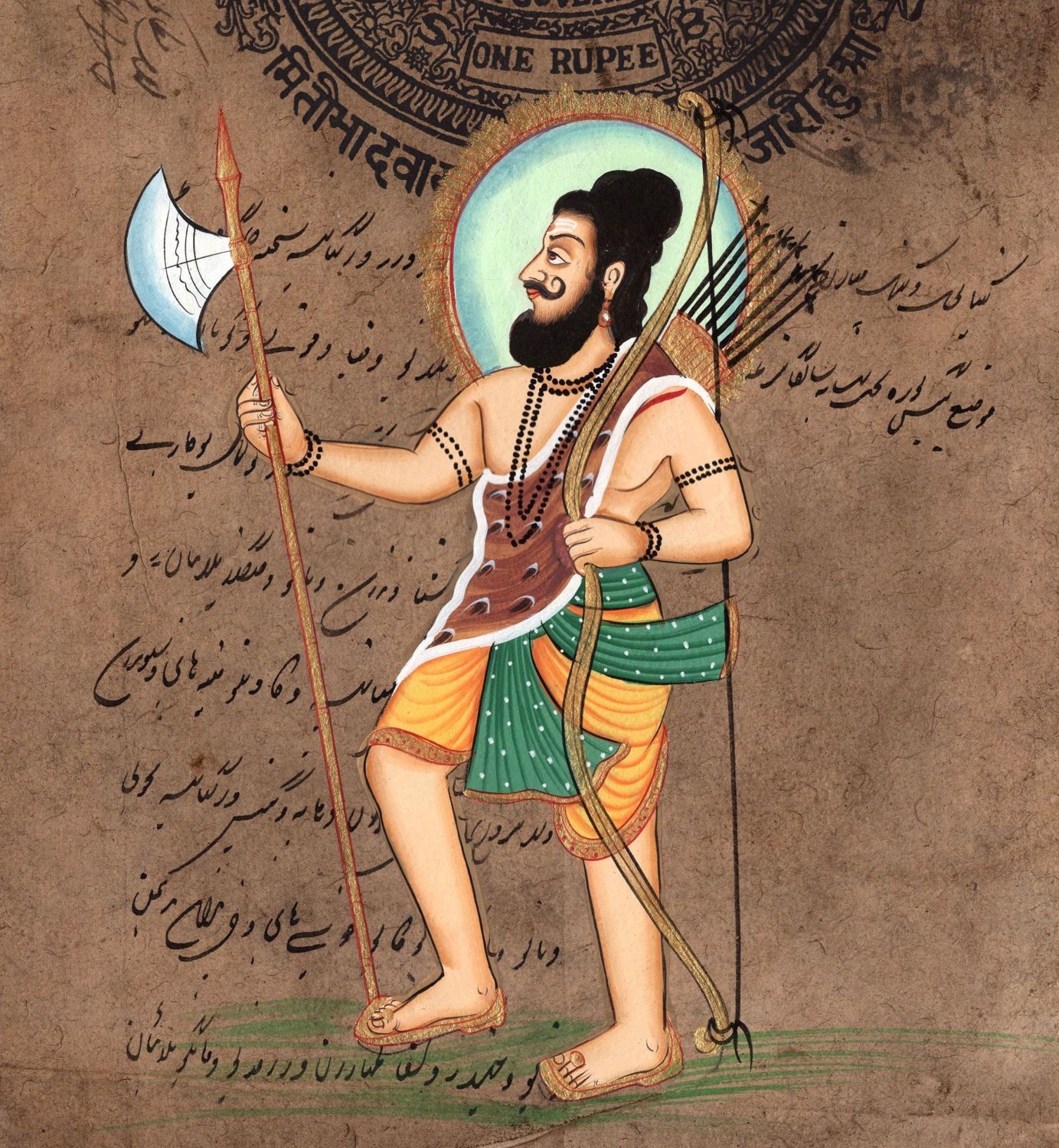 Parasurama Vishnu Avatar Painting Handmade Stamp Paper Indian Deity ...