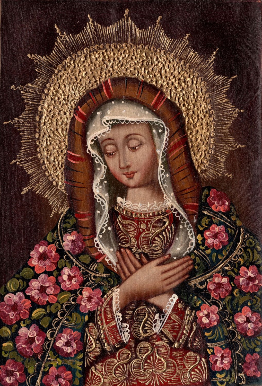 Madonna Peruvian Cuzco Art Handmade Christian Oil on Canvas Religious ...