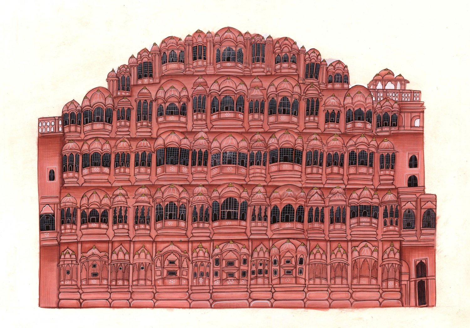 Hawa Mahal Painting Handmade Indian Rajasthani Jaipur Architecture ...