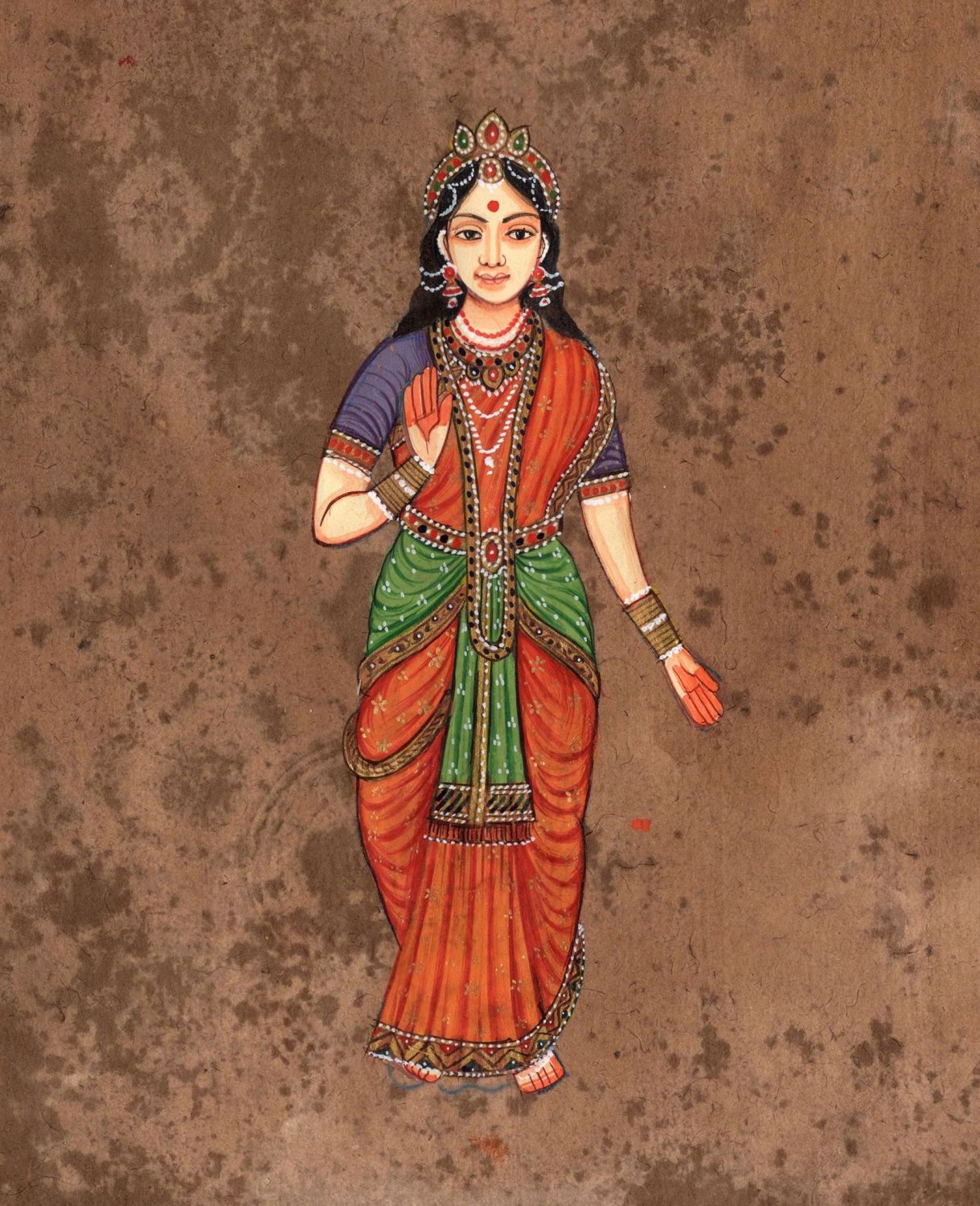 Subhadra Hindu Painting Handmade Indian Goddess Old Stamp Paper ...