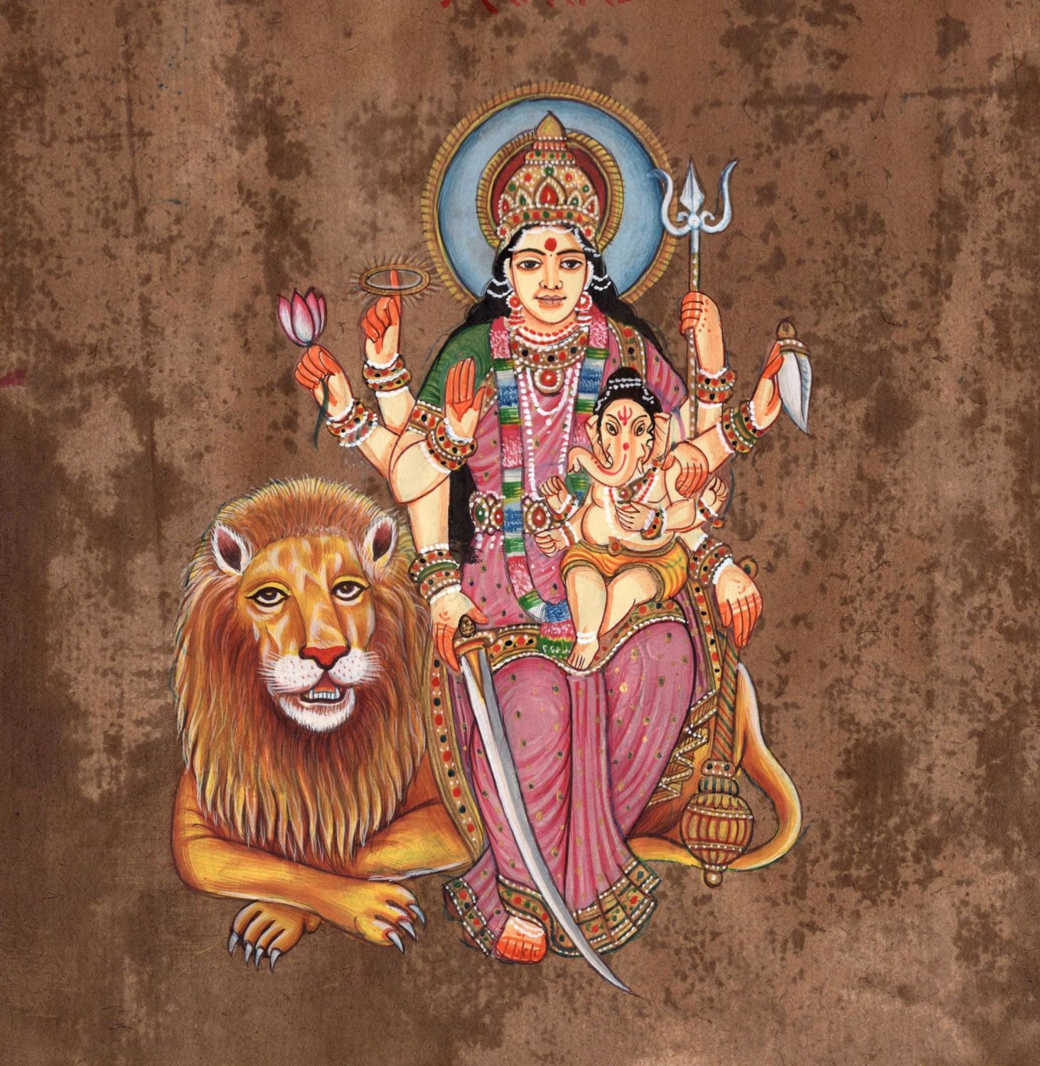 Parvati Baby Ganesha Art Handmade Spiritual Hindu Indian Goddess Decor ...