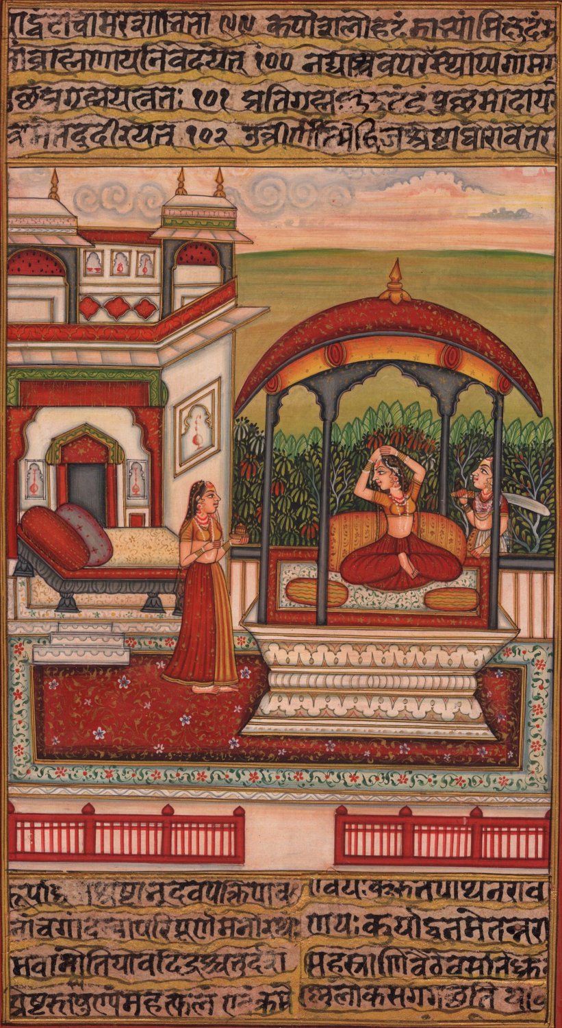 Indian Bundi Ethnic Painting Handmade Rajasthani Nayika Miniature Folk Art Indian Bundi Ethnic Painting Handmade Rajasthani Nayika Miniature Folk Art