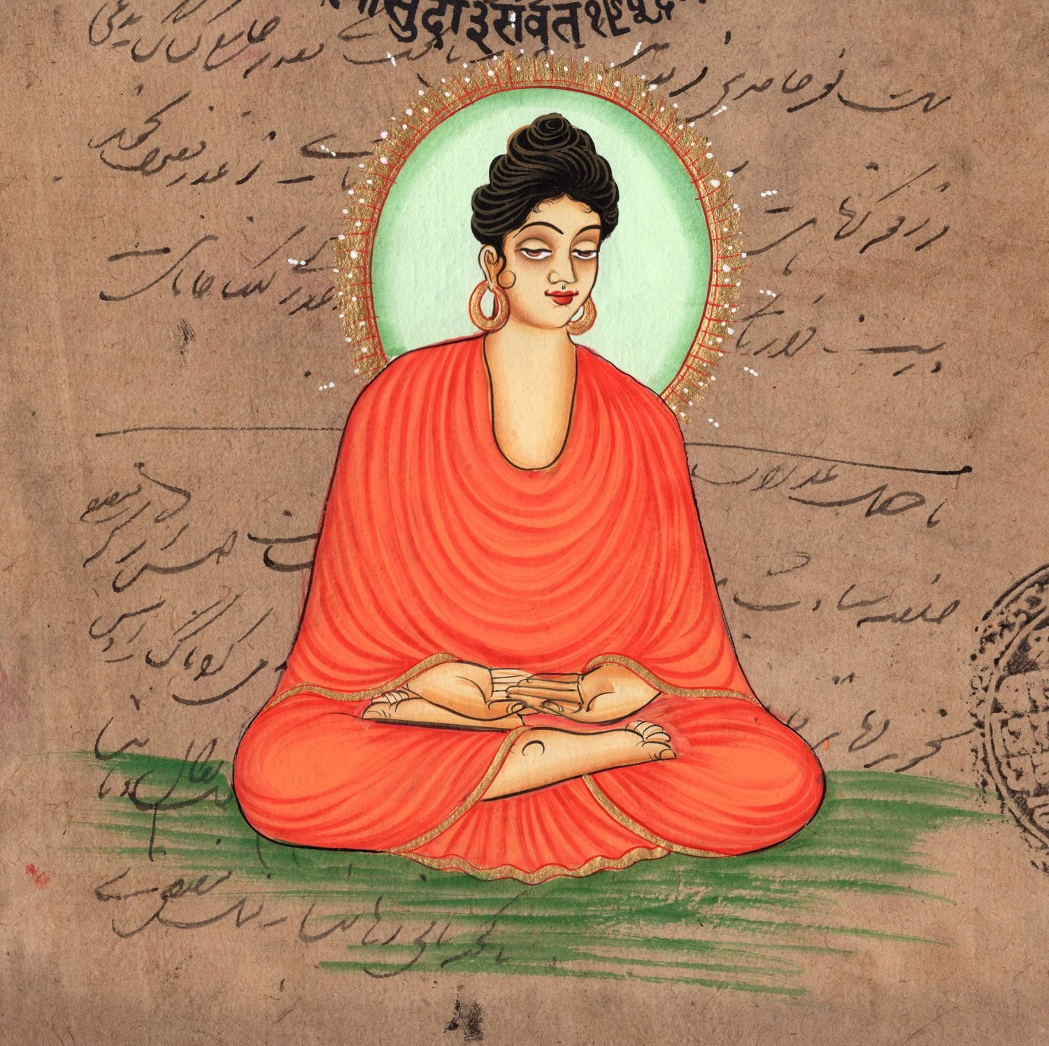 Siddharth Gautam Buddha Painting Old Stamp Paper Buddhist Buddhism ...