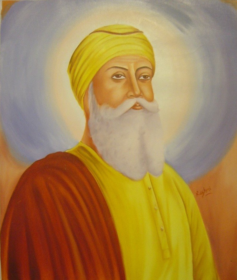 Guru Nanak Dev Sikh Painting Handmade Punjab Sikhism Religion Paper Oil Art