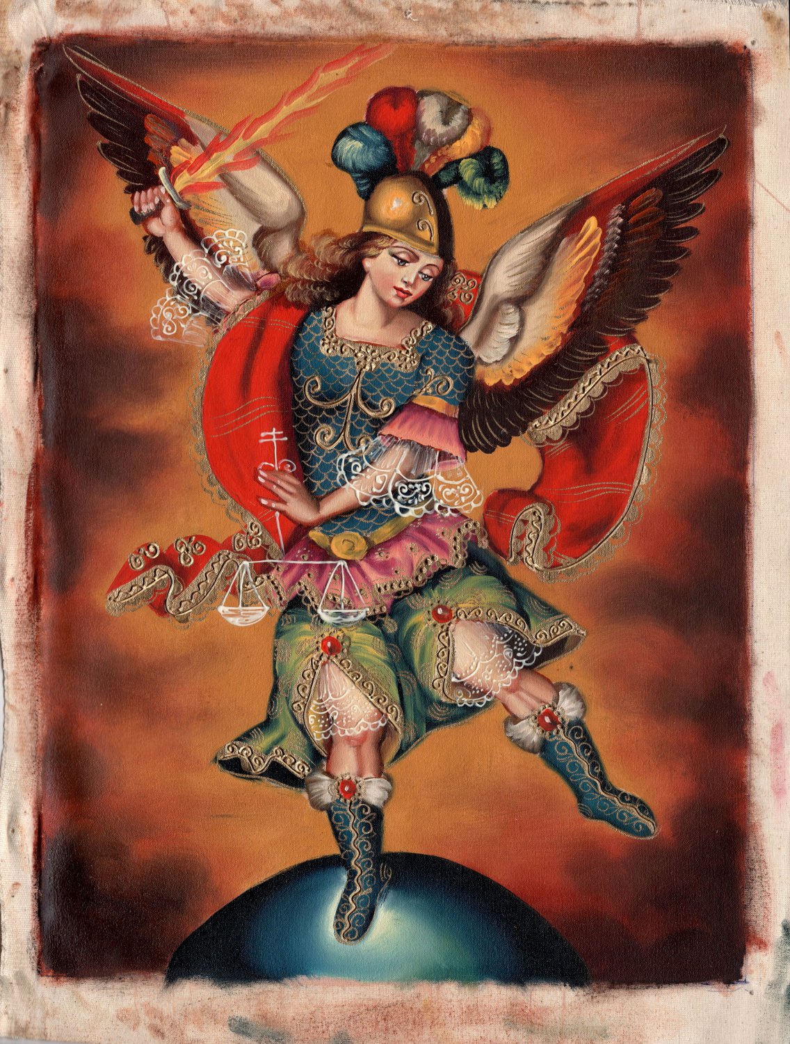 Archangel San Miguel Peruvian Cuzco Art Handmade Canvas Oil St Michael ...