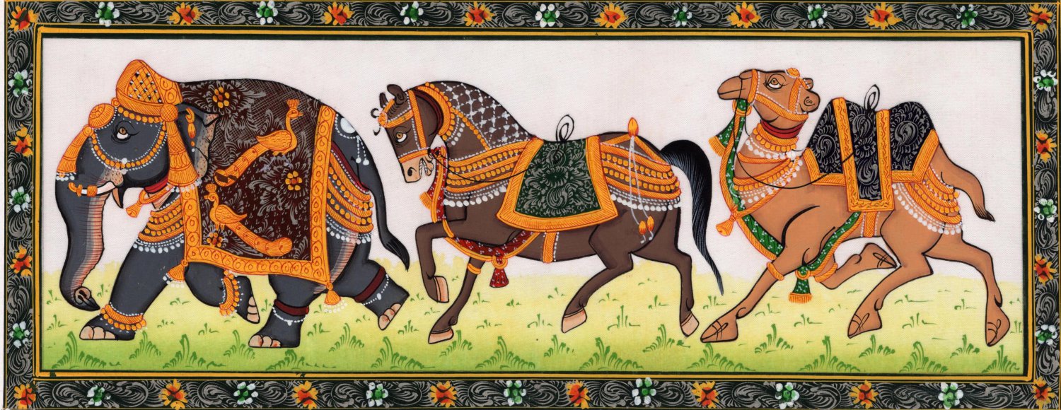 Indian Elephant Horse Camel Painting Handmade Rajasthani Animal ...