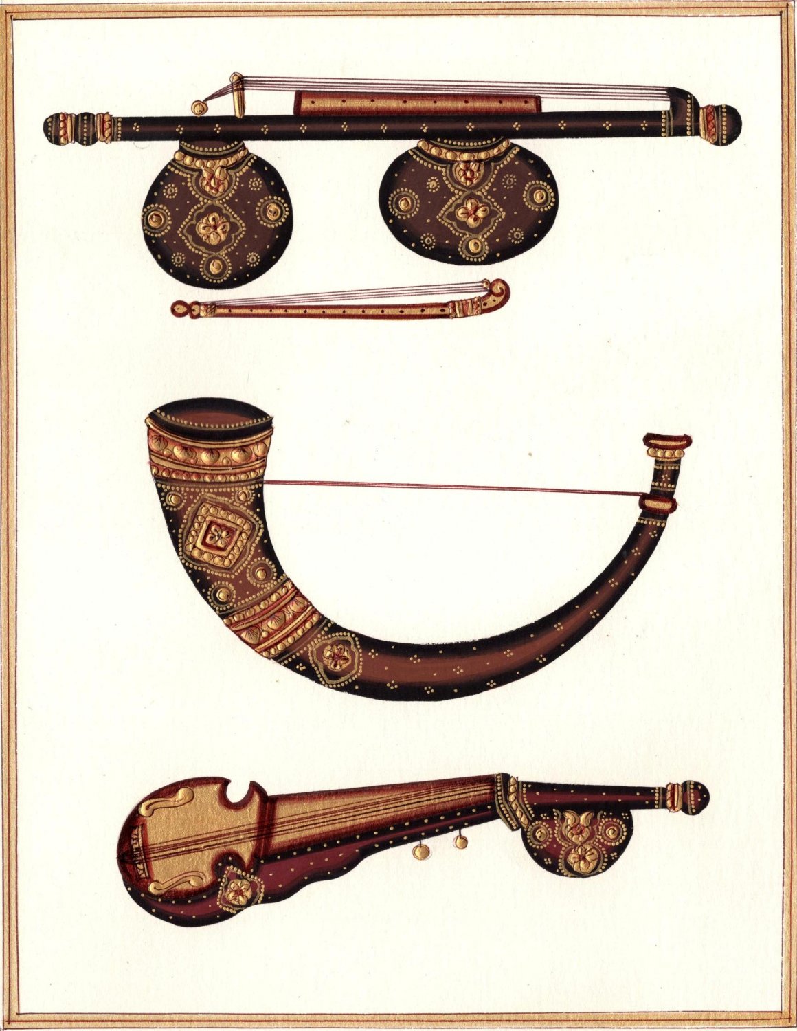 Indian Miniature Painting Handmade Veena Kombu Rabab Musical Instrument ...